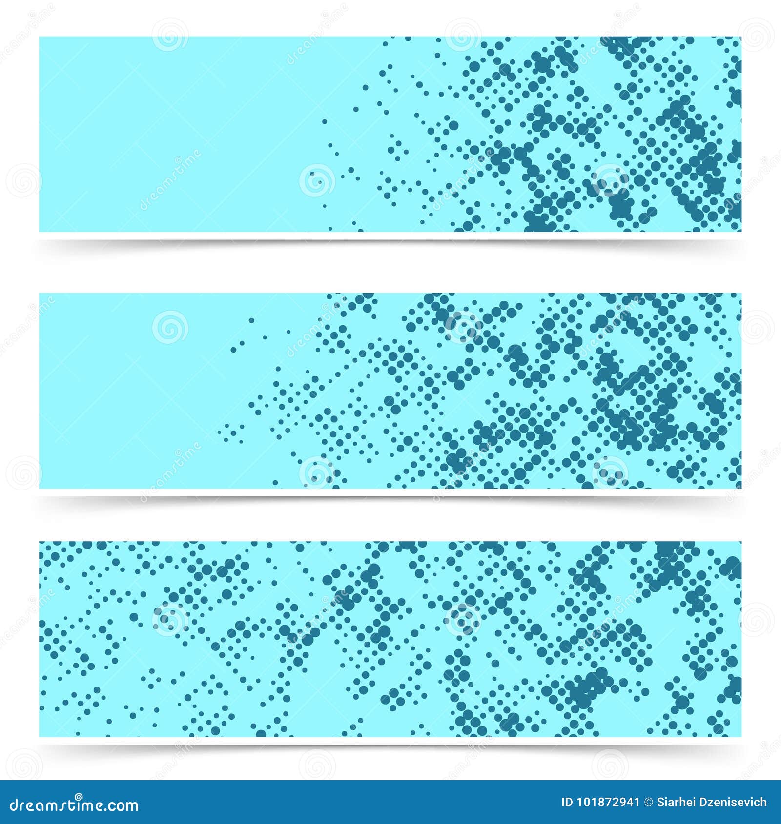 Three Bright Blue Dotted Abstract Pop Art Style Banners Collection ...