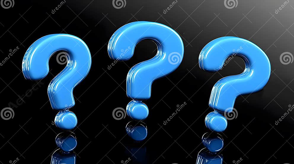 Three Bright Blue Question Marks on a Sleek Background Stock ...