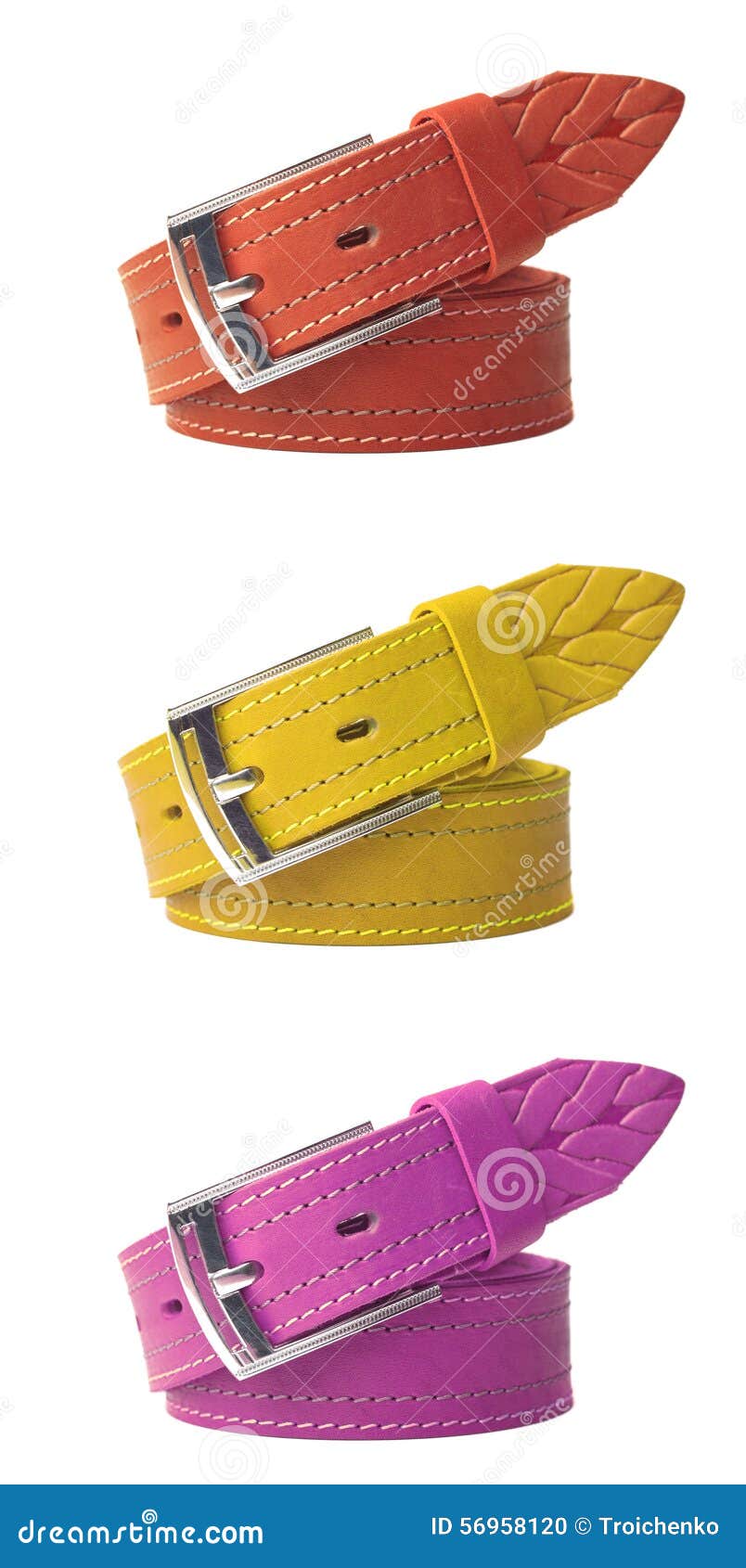 Three Brightly Colored Leather Stock Photo - Image of brown, female ...