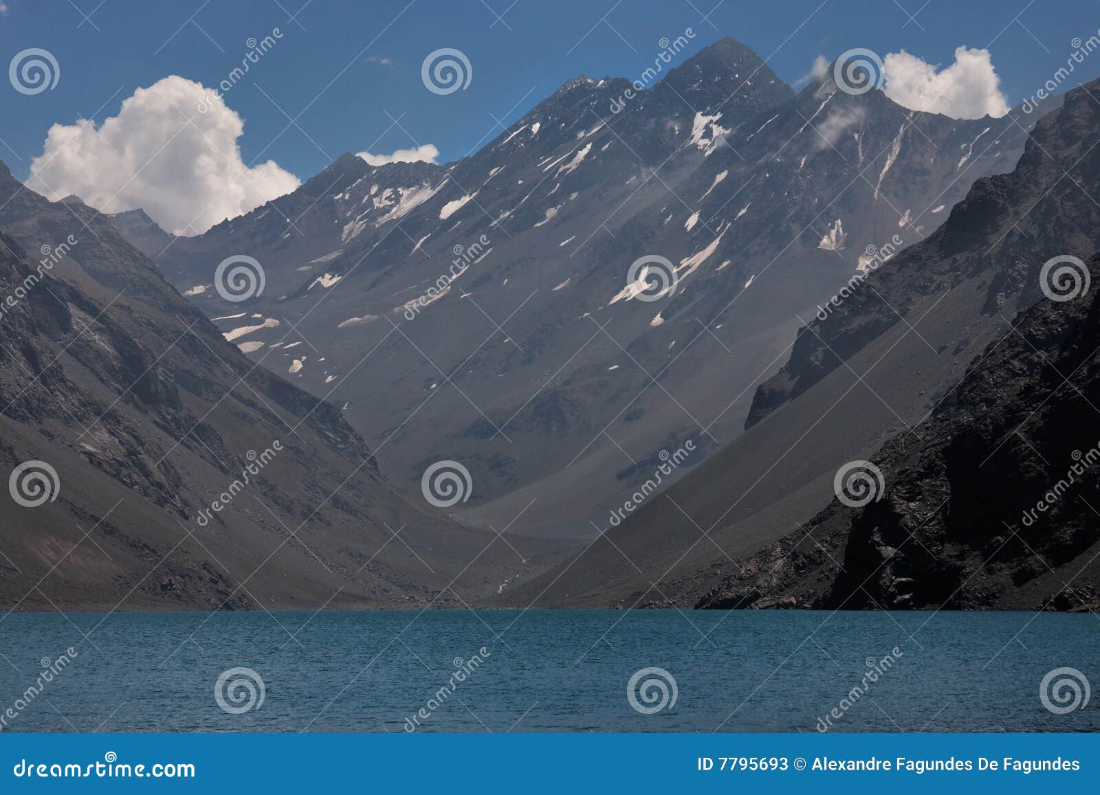 Three Brothers and Inca Lake Chile Stock Image - Image of america, blue ...