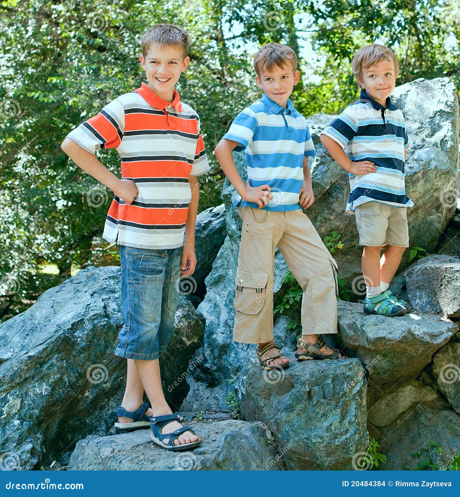 Three brothers in park stock photo. Image of green, carefree - 20484384
