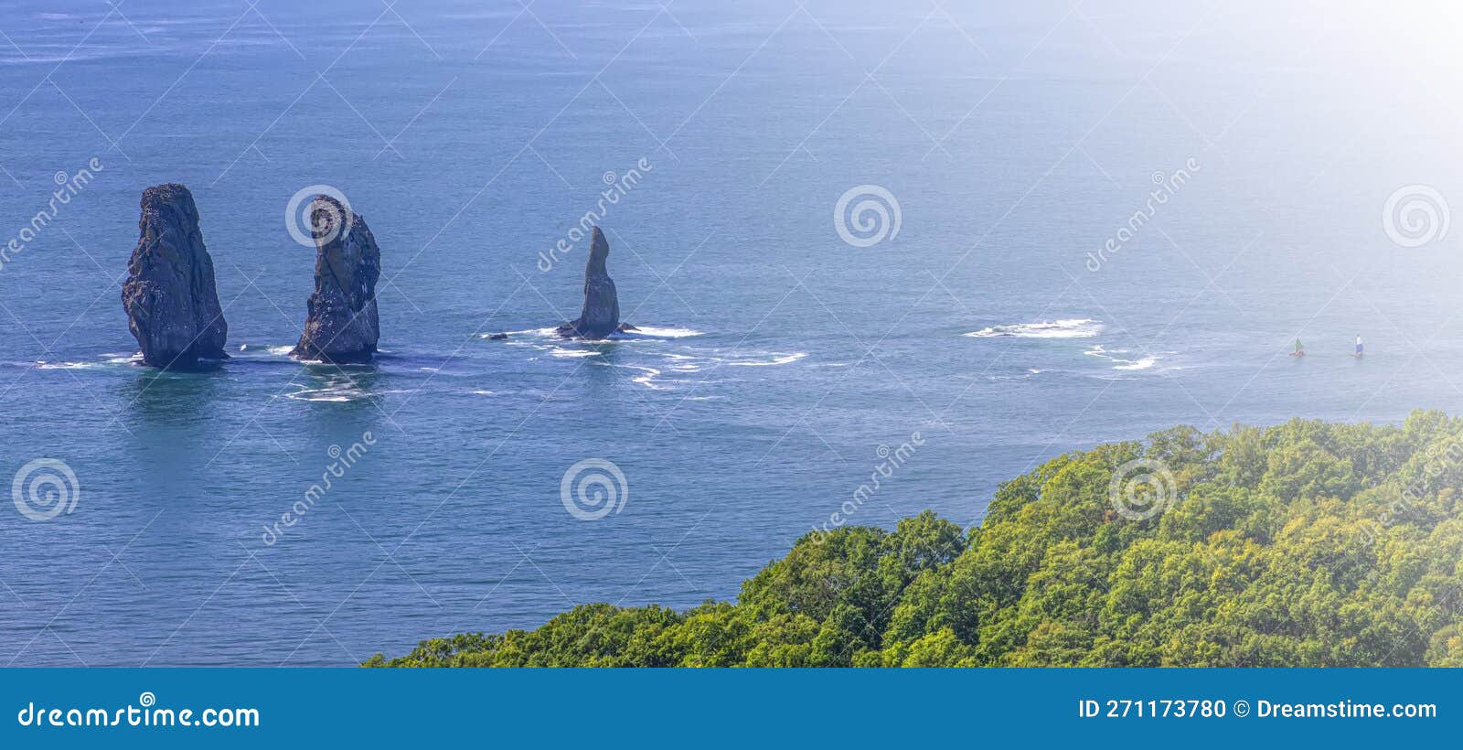 Three Brothers Rocks in Avacha Bay on Kamchatka Peninsula Stock Photo ...