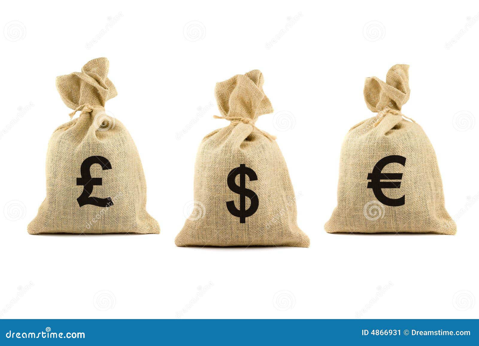 Three Brown Bags with Currency Symbols Stock Image - Image of bank ...