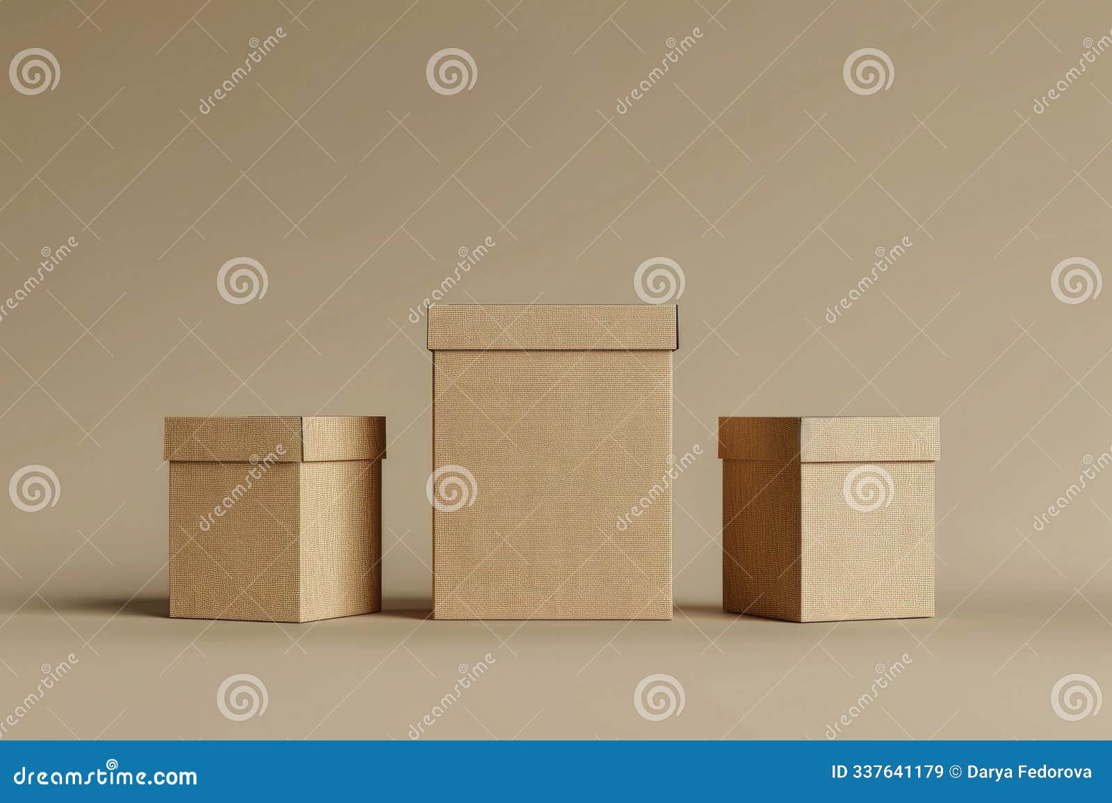 Three Brown Cardboard Boxes on Beige Background - Minimalist Design and ...