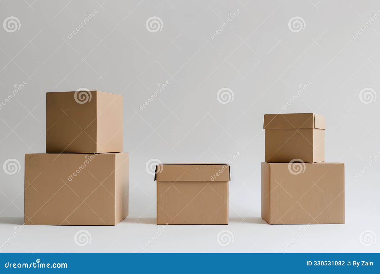 Three Brown Cardboard Boxes of Different Sizes, Minimalist Storage ...