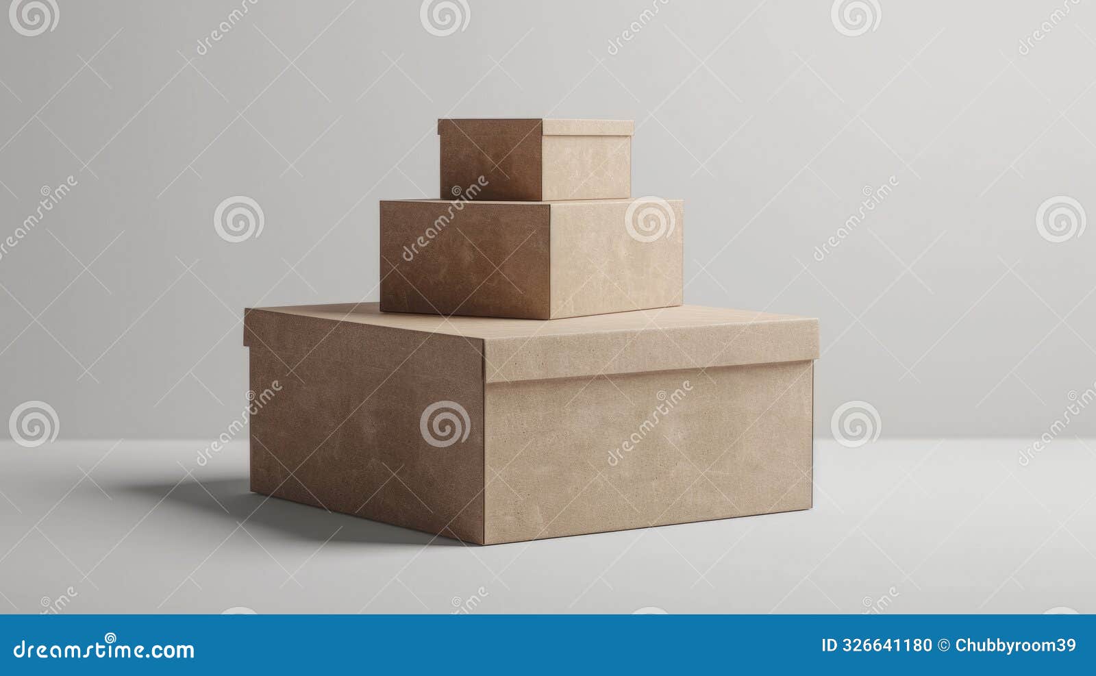 Three Brown Cardboard Boxes Stacked in a Pyramid Shape on a Plain ...