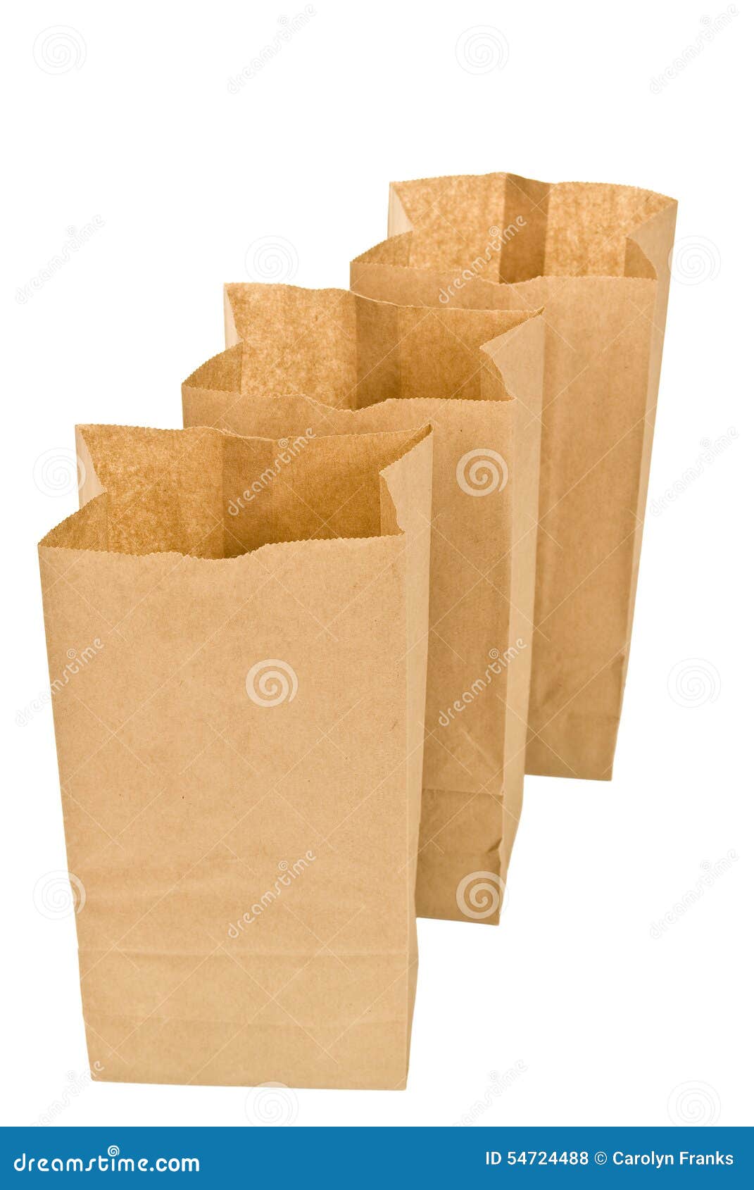 Three Brown Lunch Bags Standing Open Stock Photo - Image of ideas ...