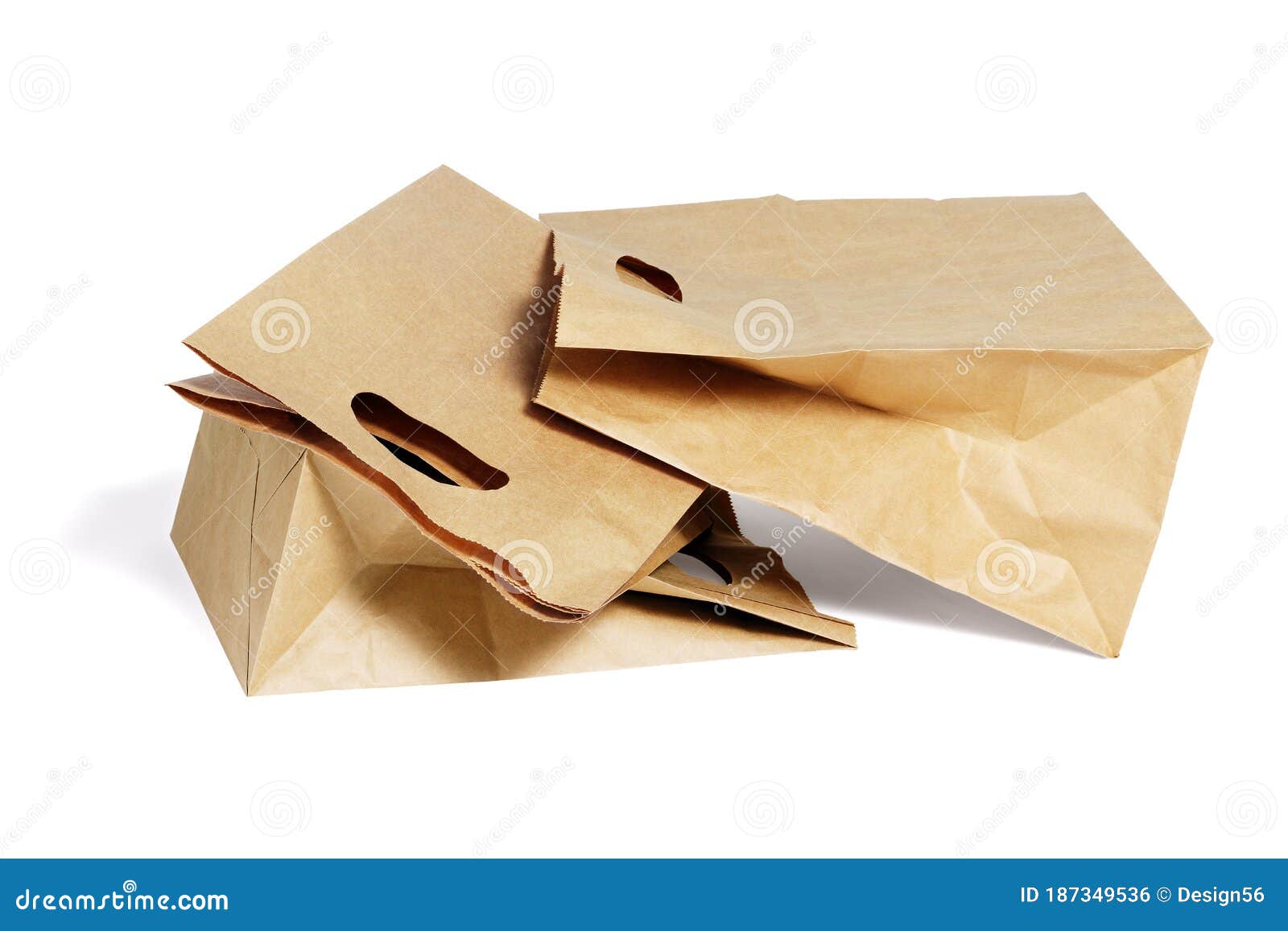 Three Brown Paper Bags stock photo. Image of takeout - 187349536