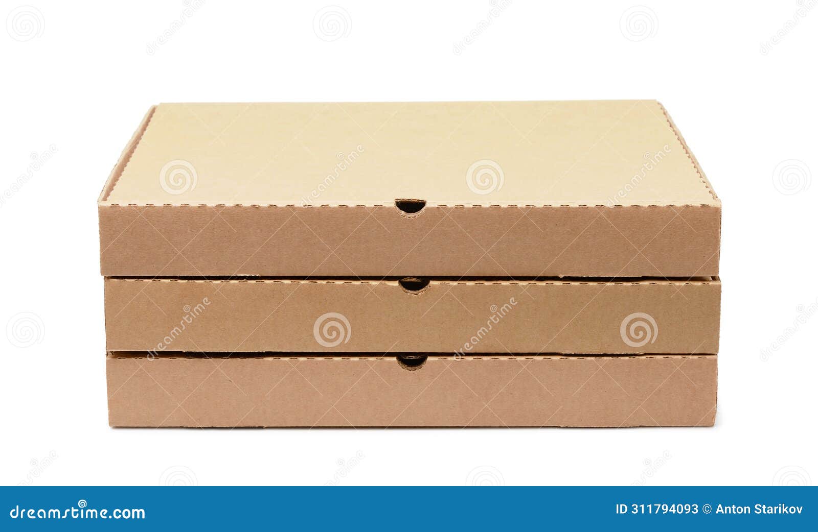 Three Brown Paper Pizza Boxes Stock Image - Image of white, isolated ...