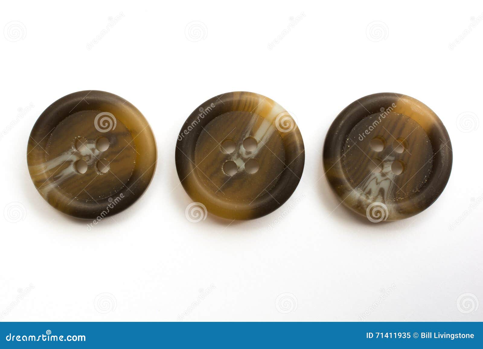 Three Brown Plastic Buttons Isolated on White Stock Image - Image of ...