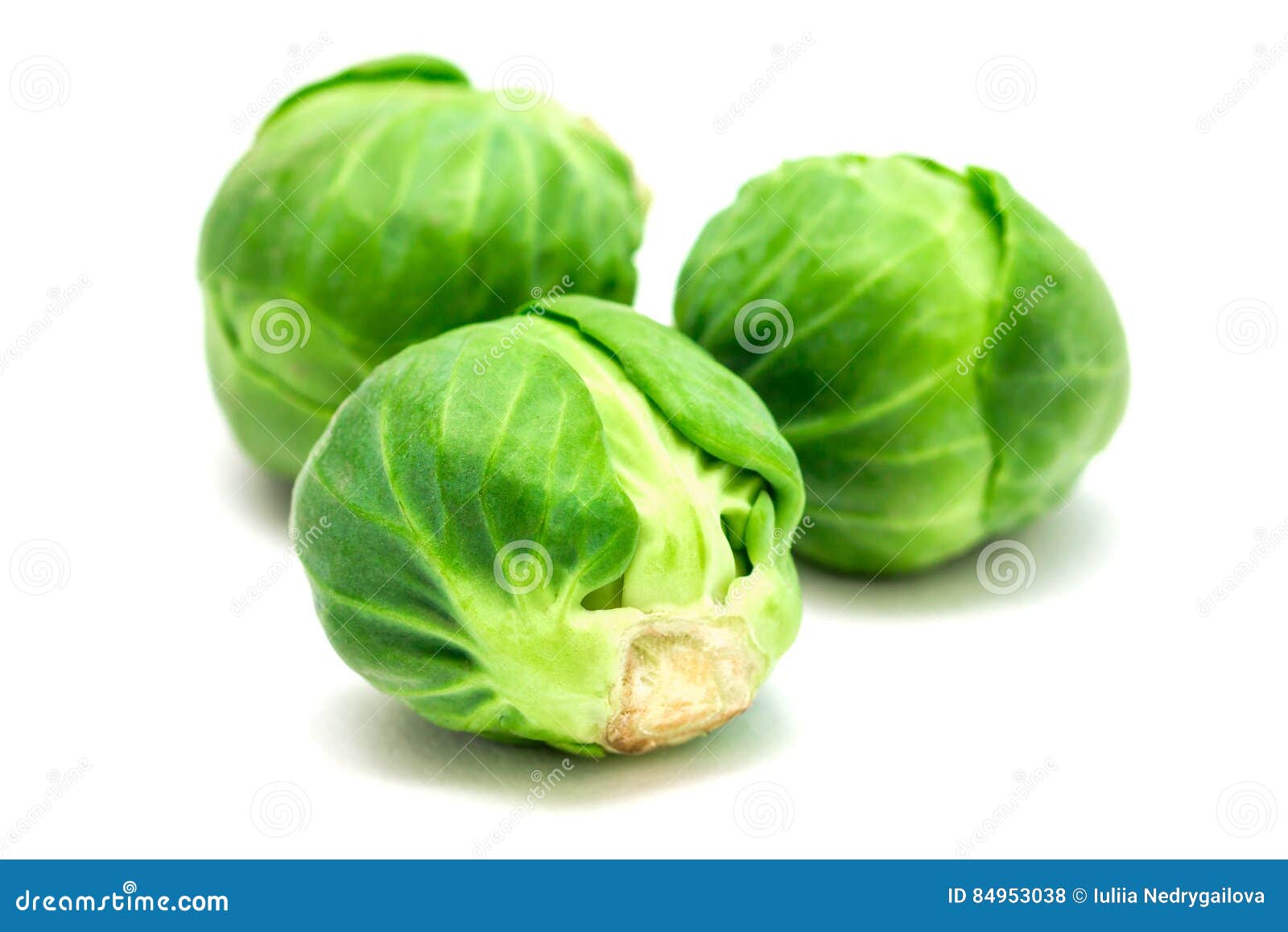 Three Brussels Sprouts on White Background Stock Photo - Image of ...