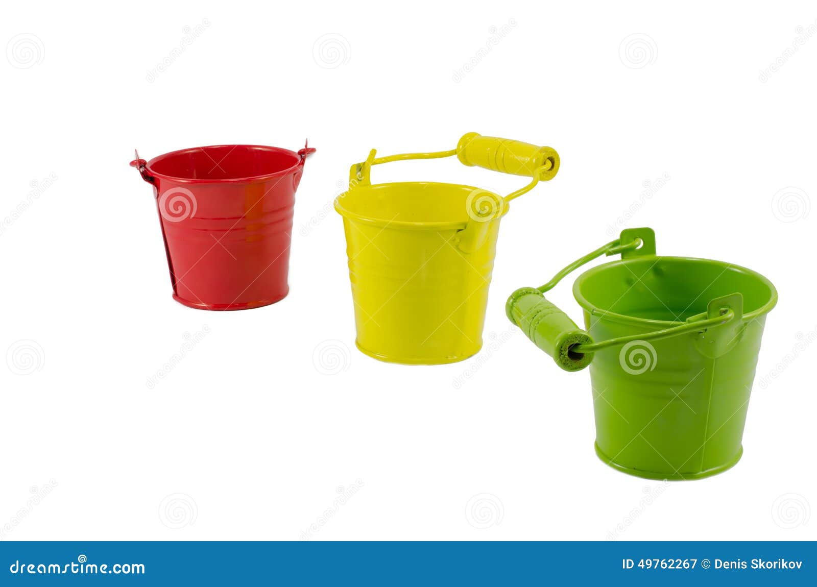 Three Buckets Cascade Isolated on White Stock Image - Image of metal ...
