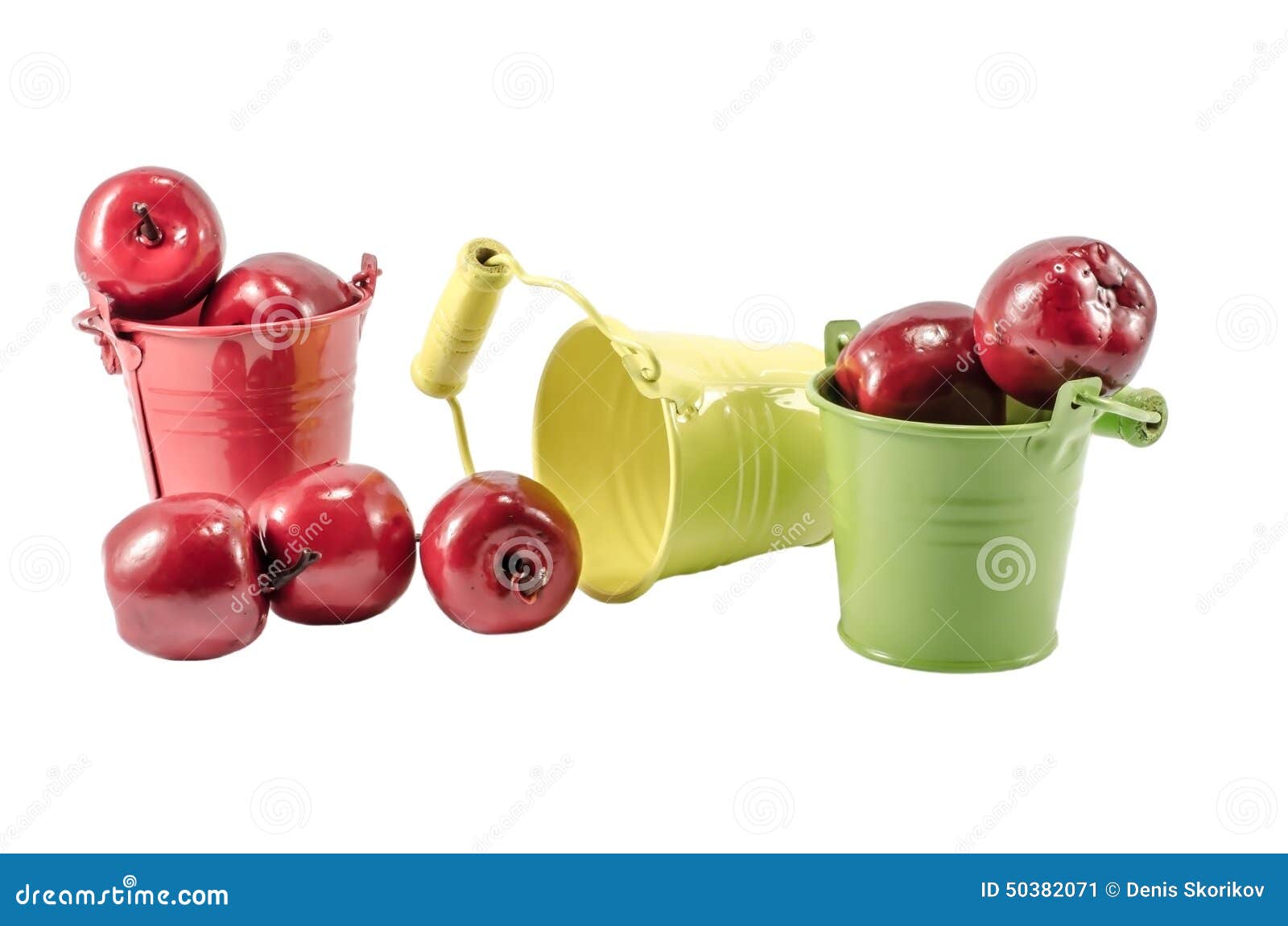 Three Buckets with Red Apples Stock Image - Image of container, retro ...