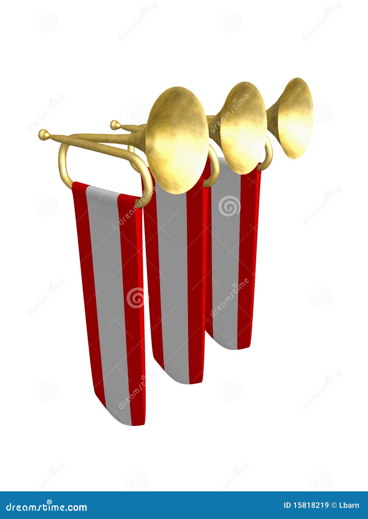 Three bugles with banners stock illustration. Illustration of golden ...
