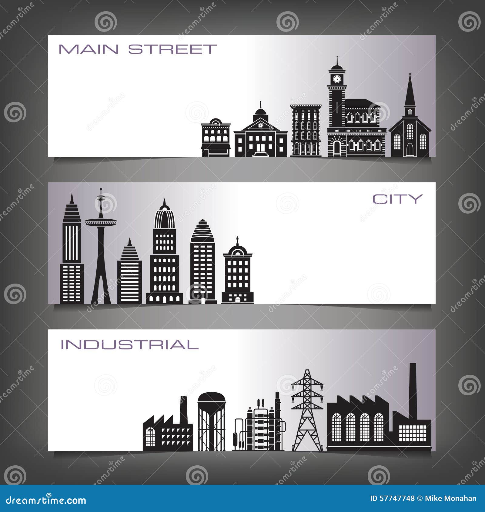 Three Building Banners stock vector. Illustration of buildings - 57747748