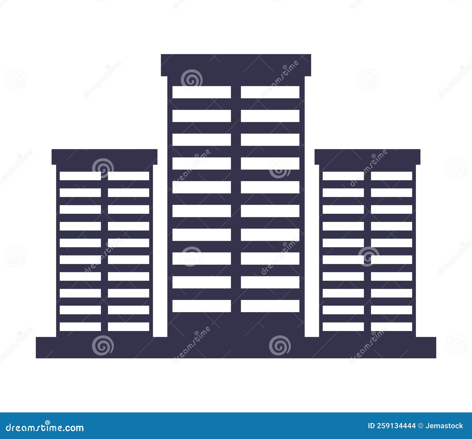 Three Buildings City Silhouettes Stock Vector - Illustration of ...
