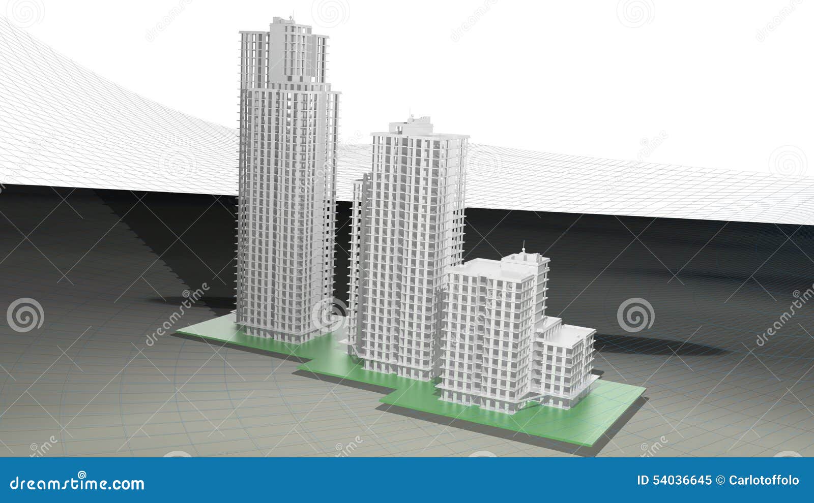 Three buildings stock illustration. Illustration of technoogy - 54036645