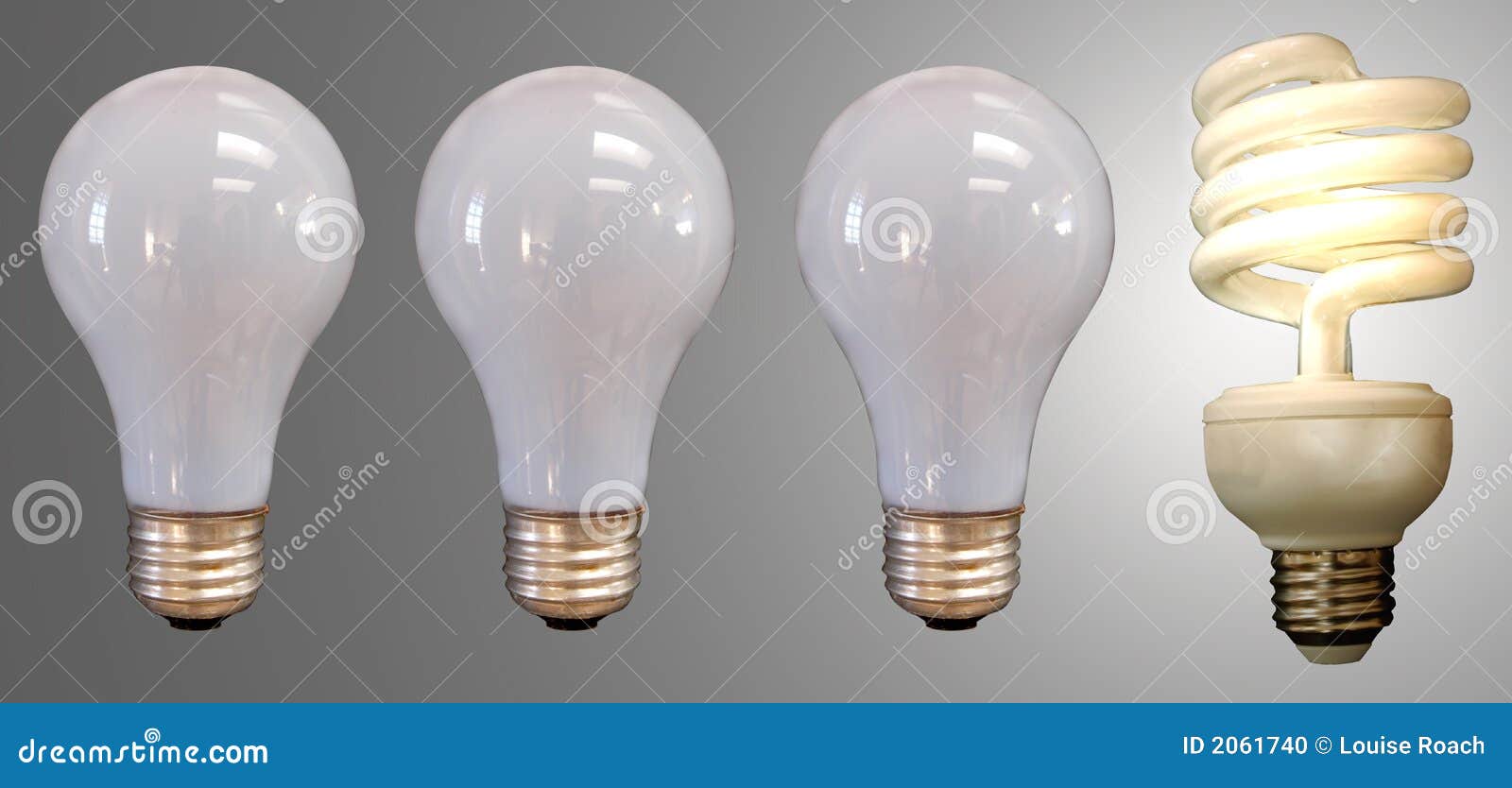 Three Bulbs and a Fluorescent Stock Photo - Image of electricity, idea ...
