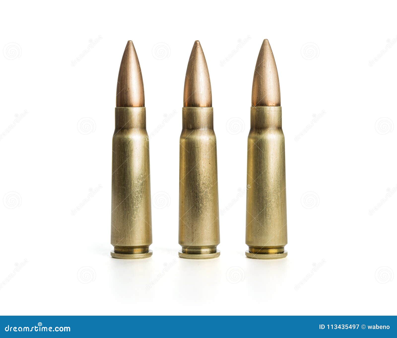 Three Bullets on White Background Stock Image - Image of hunting ...