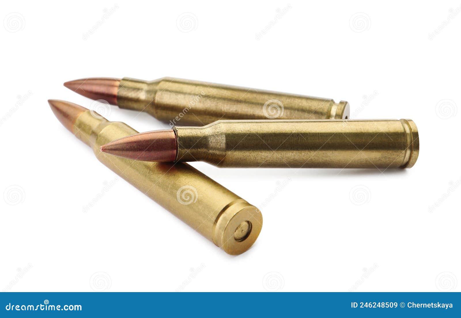 Three Bullets Bottom Against Blurred Kalashnikov Assault Rifle ...