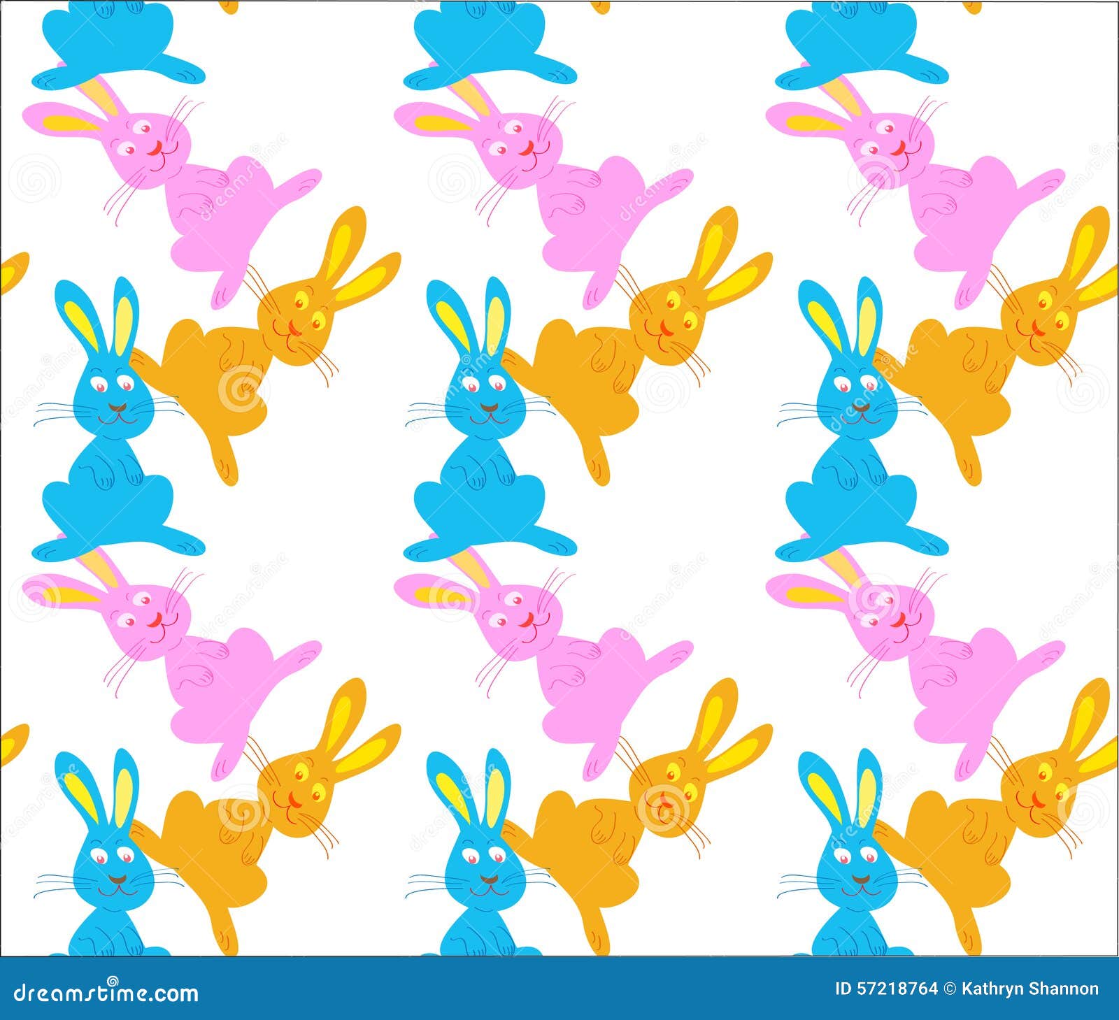 Three Bunnies Seamless Pattern Stock Vector - Illustration of bunnies ...