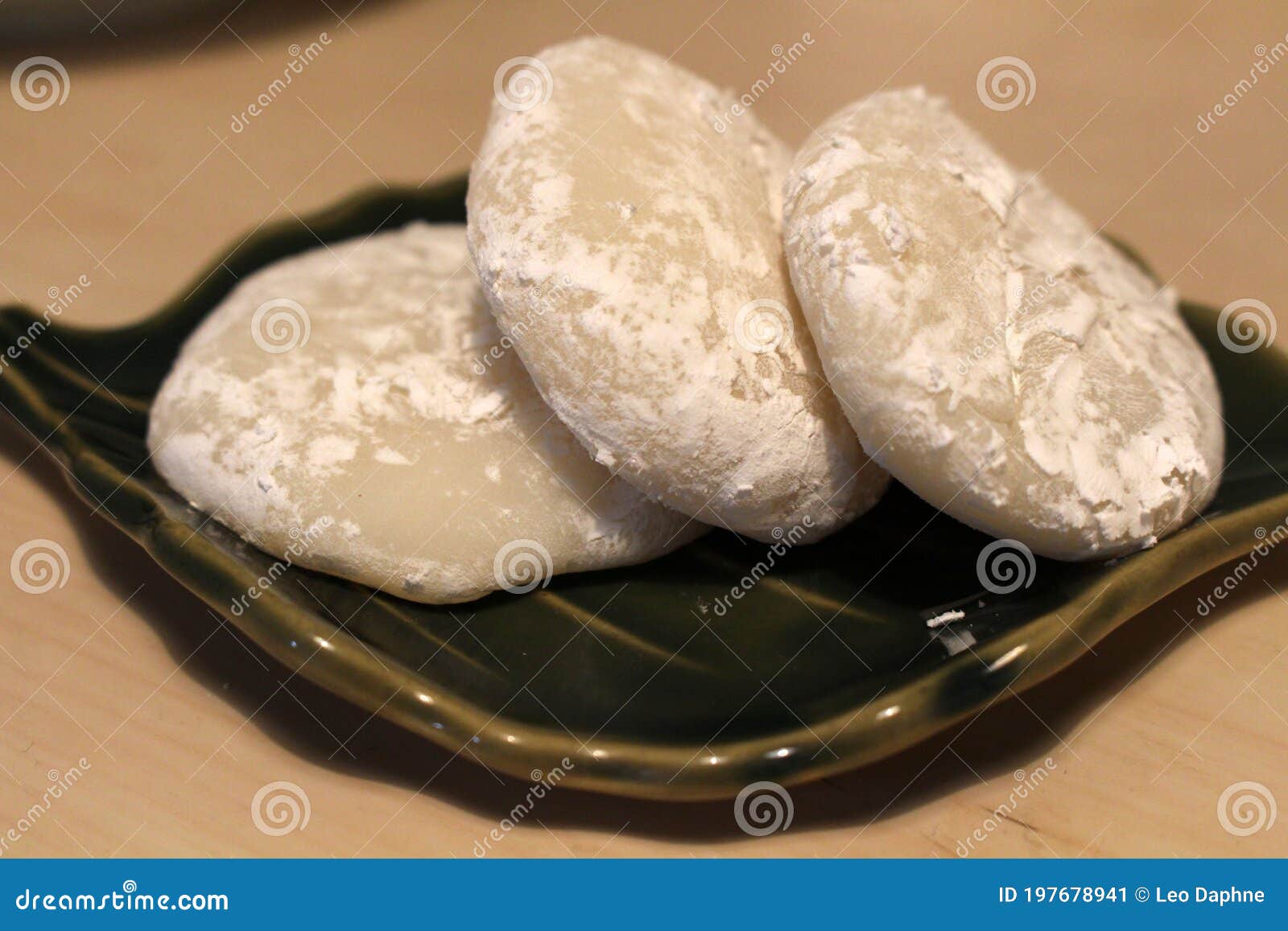 Three Buns of Japanese Plain Mochi on a Plate Stock Image - Image of ...