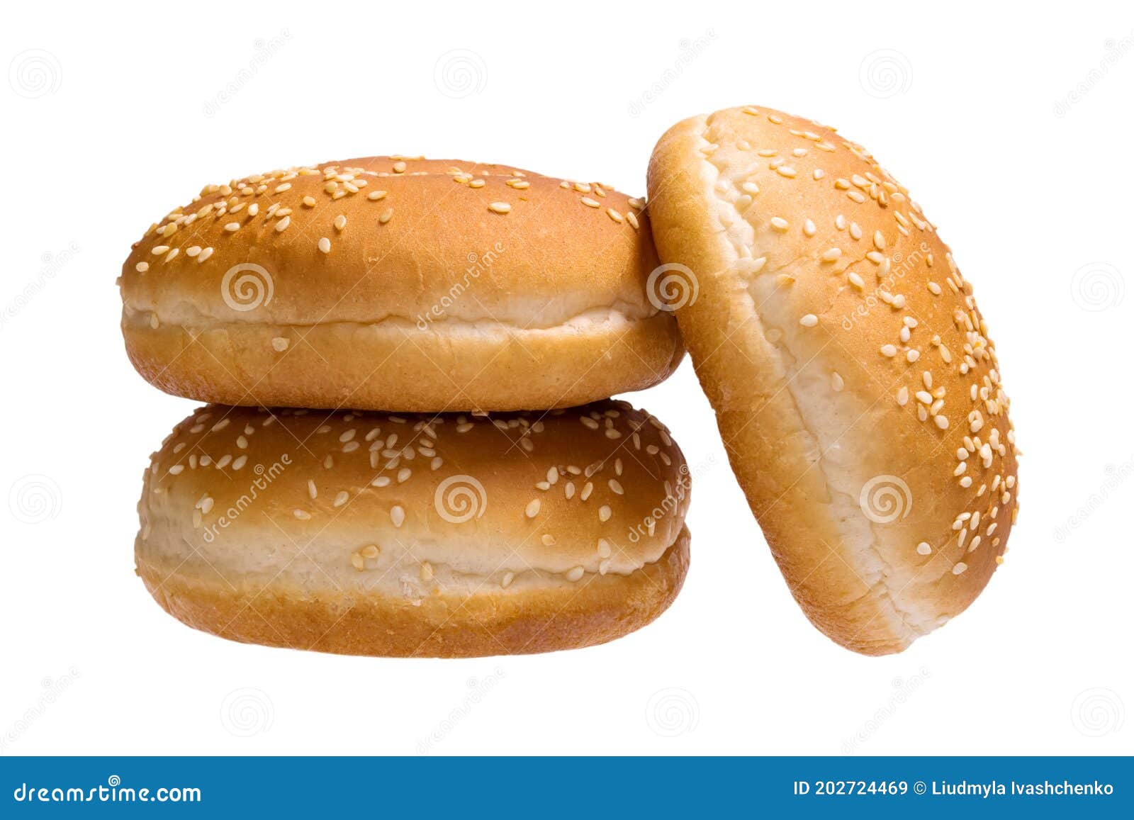 Three Burger Buns Isolated on White Background Stock Image - Image of ...