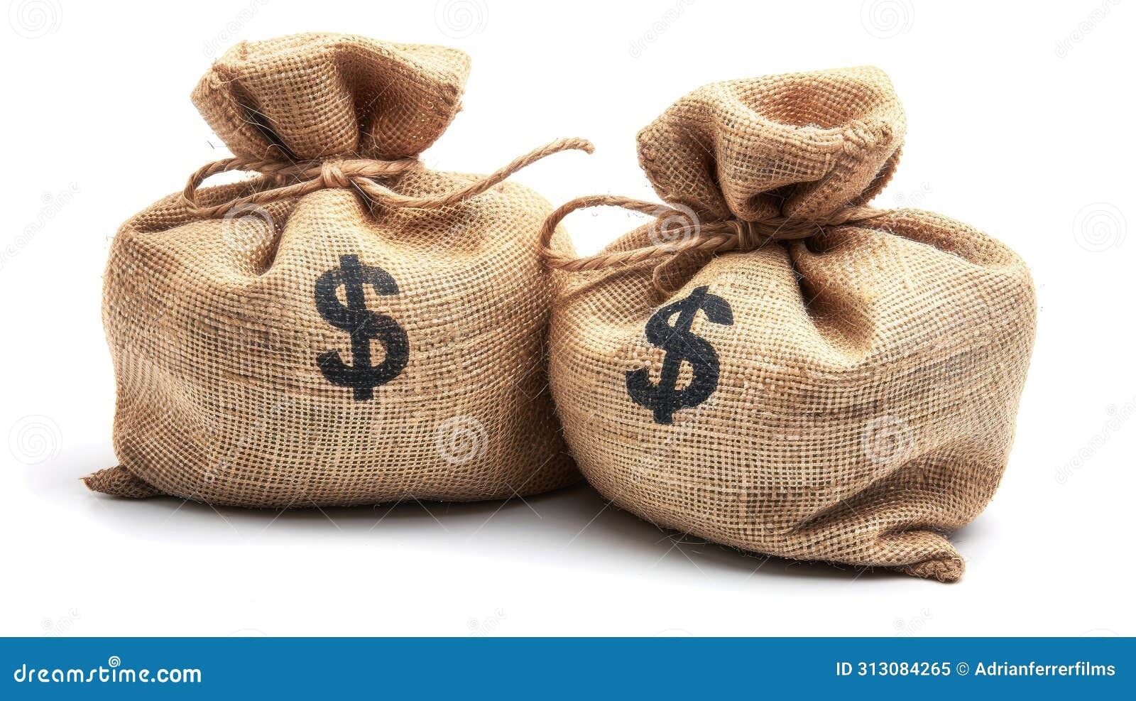 Three Burlap Sacks with Dollar Signs Isolated on White. Stock Image ...
