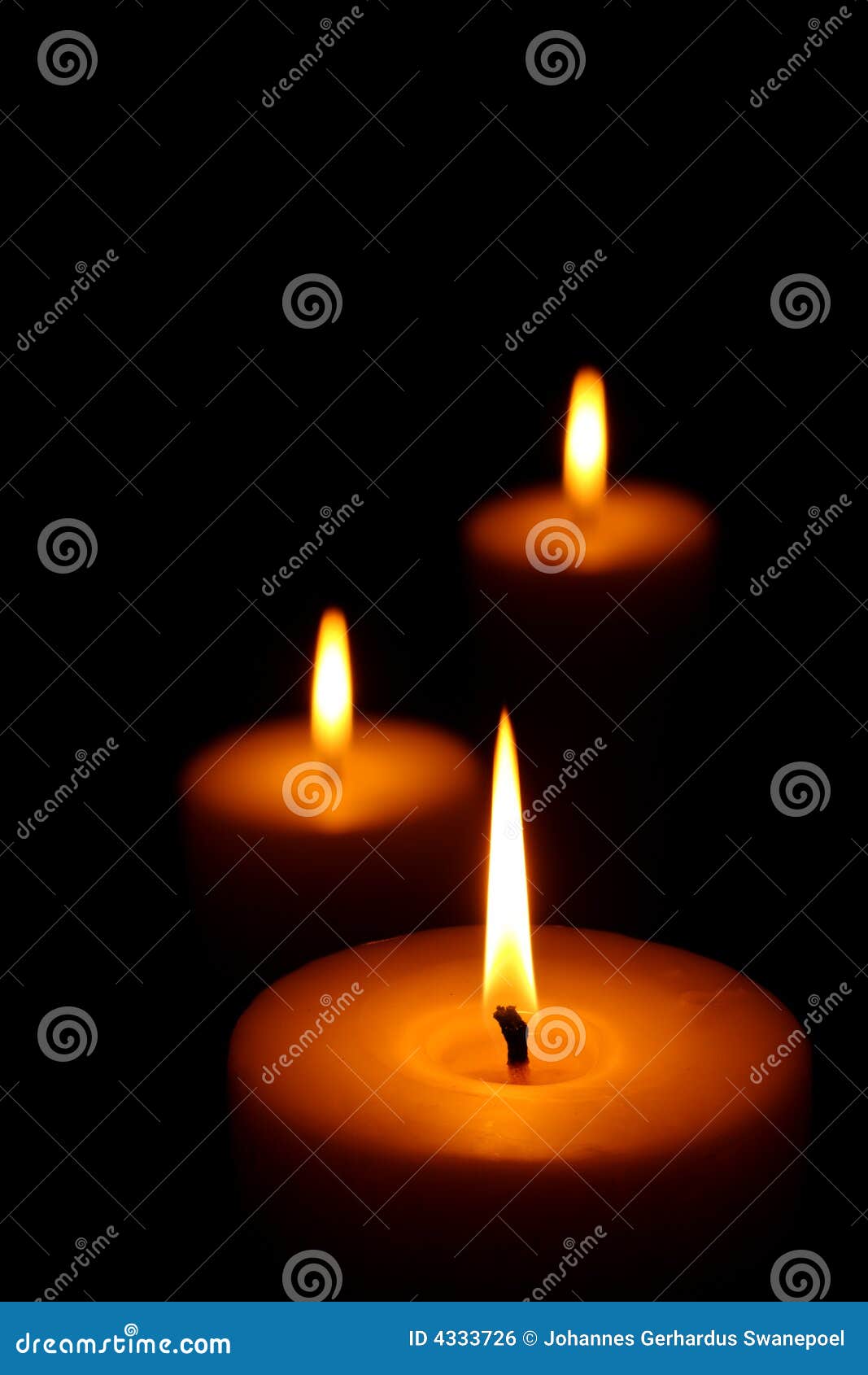 Three Burning candles stock photo. Image of bright, illumination - 4333726