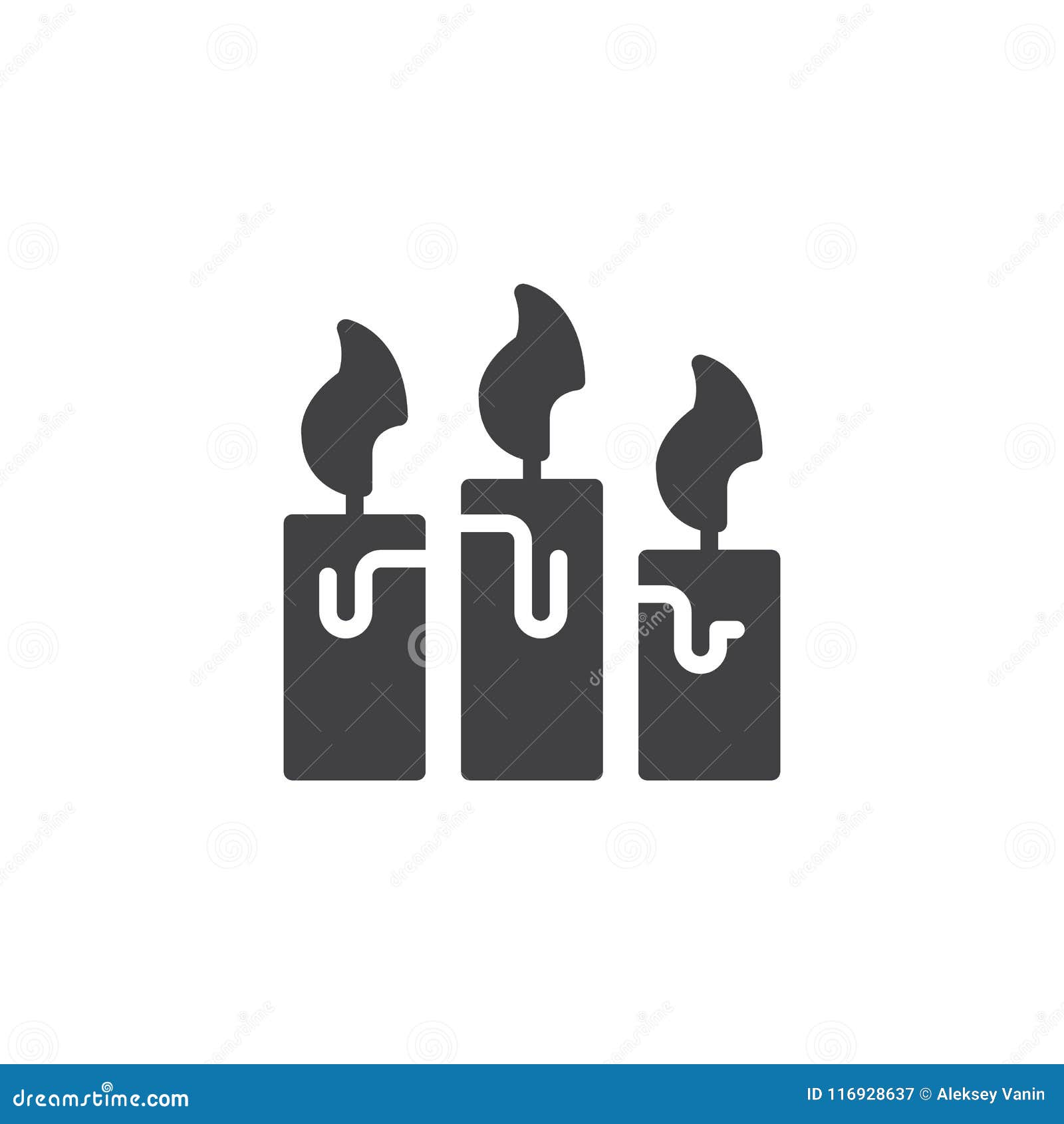 Three Burning Candles Vector Icon Stock Vector - Illustration of flat ...