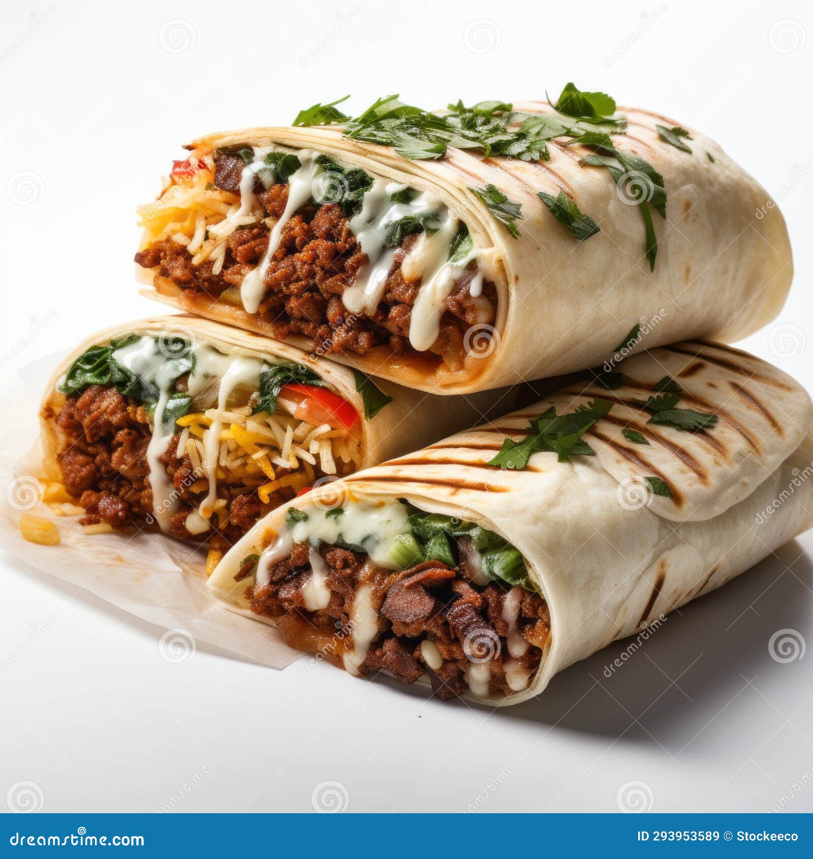Artistic Burrito Photography on White Background Stock Illustration ...