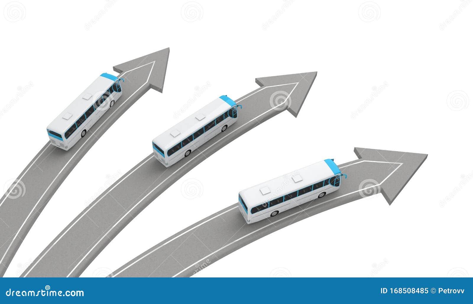 Three Buses Go in Different Directions Stock Illustration ...