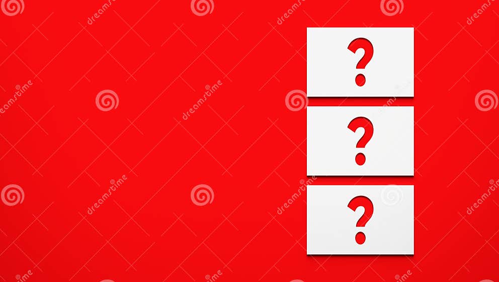 Three Business Cards with Question Mark Symbol on Red Background Stock ...