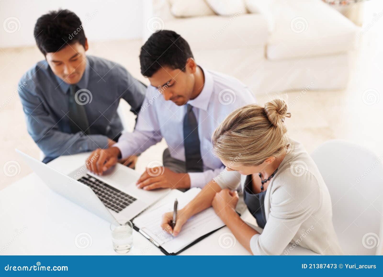 Three Business Executives Working Together Stock Image - Image of plan ...