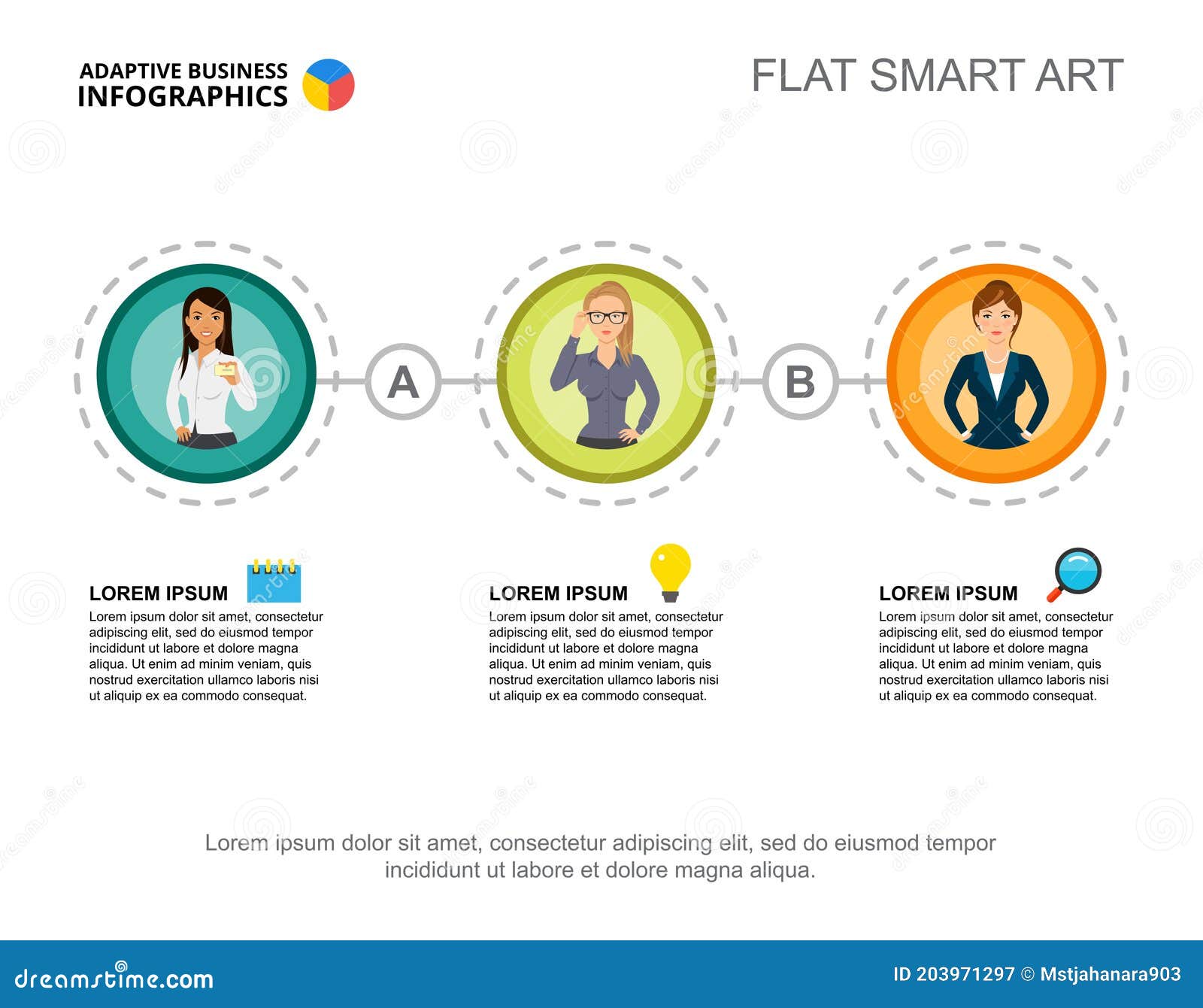 Three Business Ideas Process Chart Template Stock Vector - Illustration ...