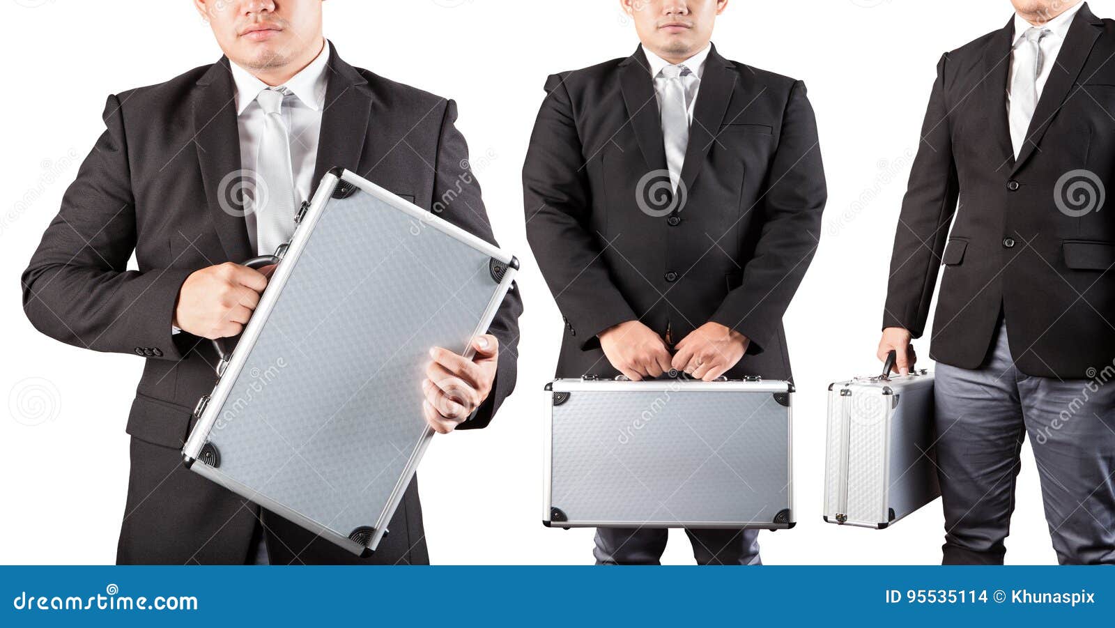 Three Business Man and Metal Briefcase Stock Photo - Image of suitcase ...