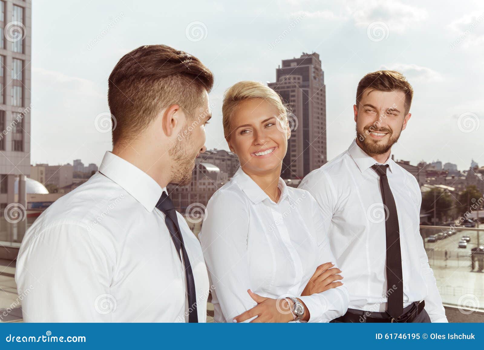 Three Business Partners Having Conversation Stock Image - Image of ...