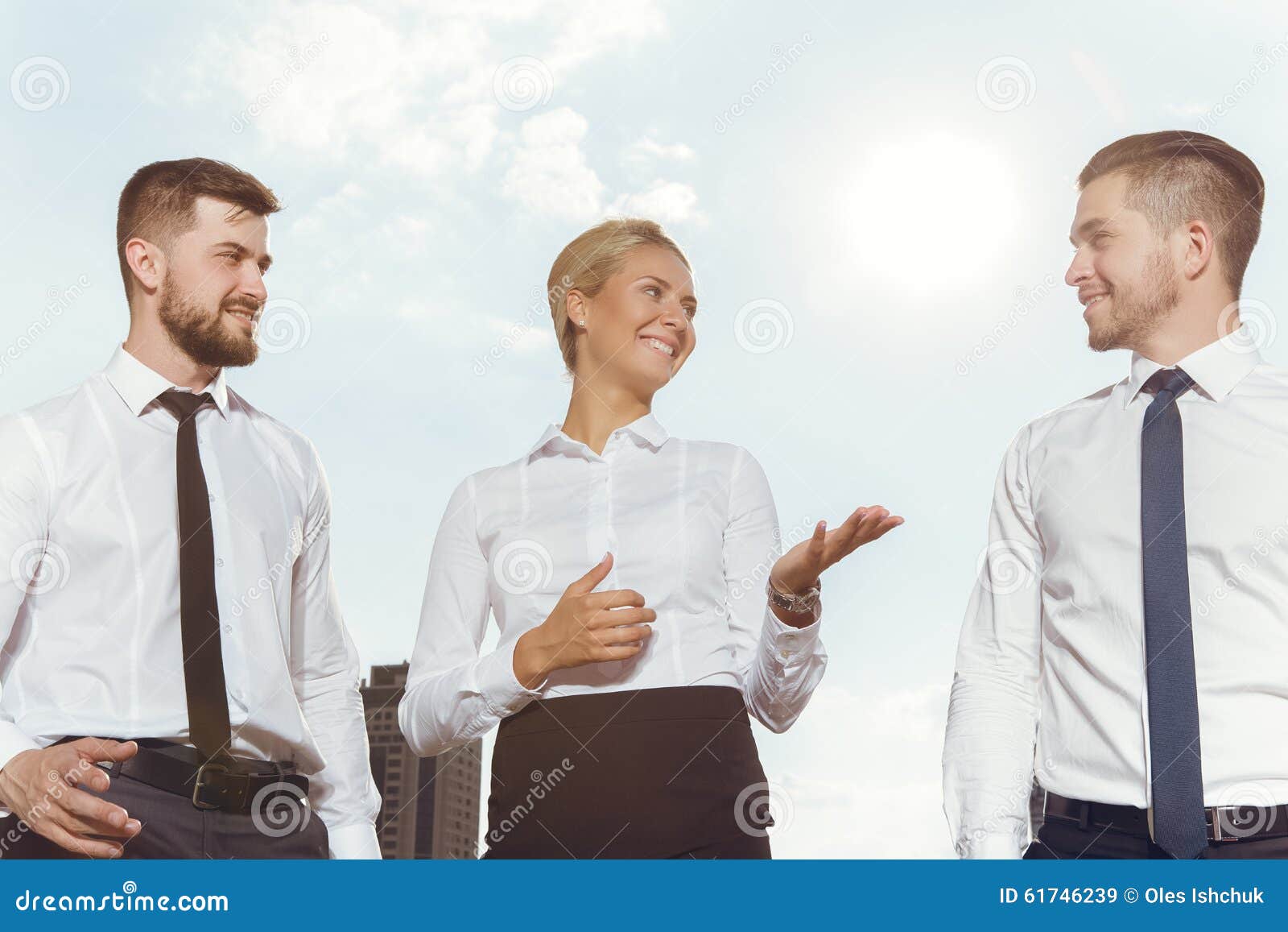 Three Business Partners Having Conversation Stock Image - Image of ...