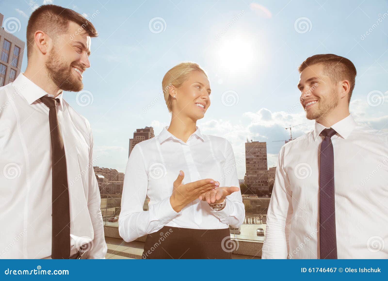 Three Business Partners Having Conversation Stock Image - Image of ...