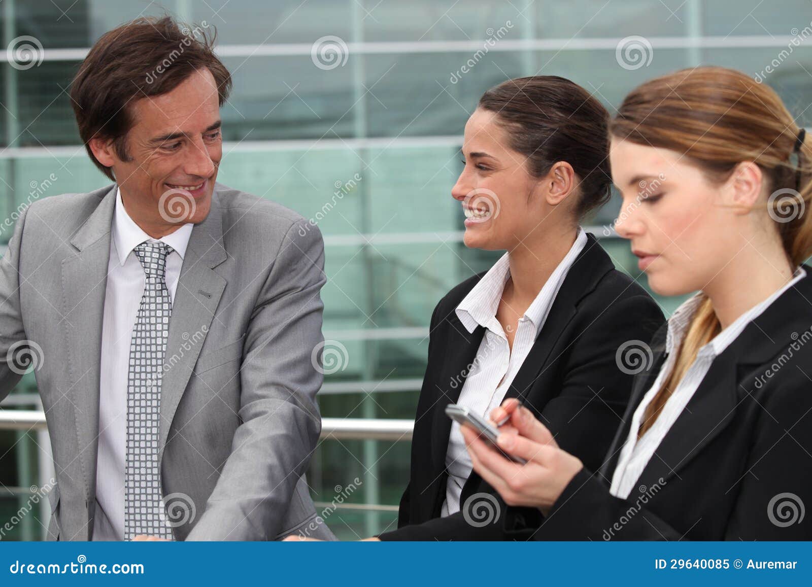 Three business people stock image. Image of glass, helper - 29640085
