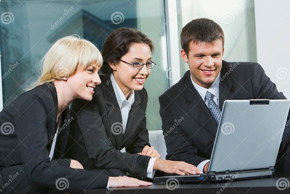 Three business people stock image. Image of friends, conversation - 3204887