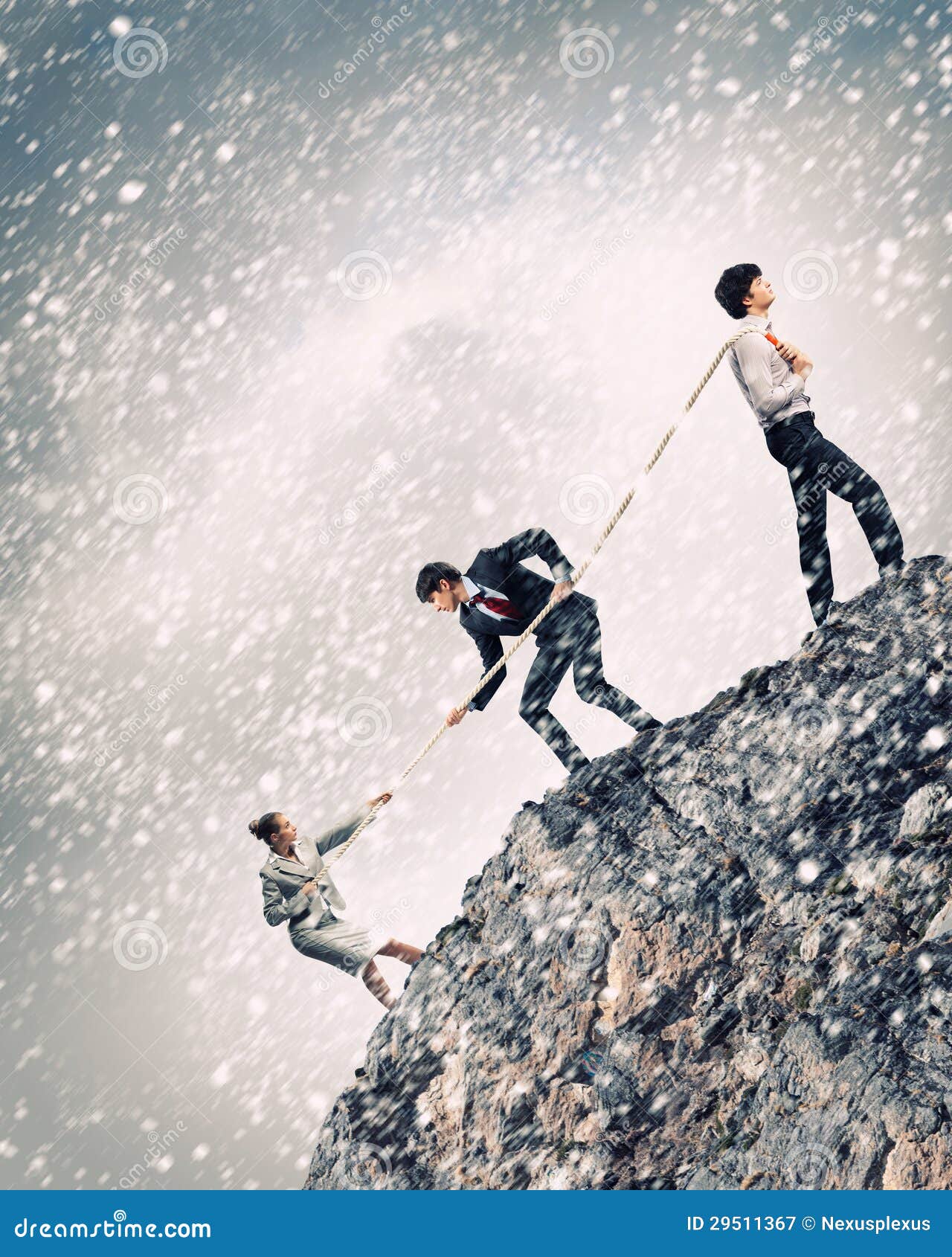 Three Business People Pulling Rope Stock Image - Image of modern ...