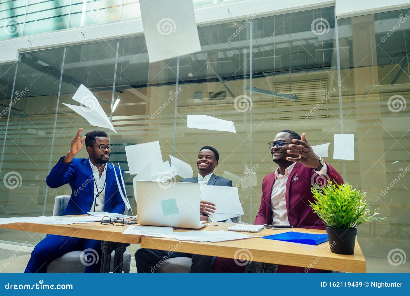 Three Business People Working in Conference Room Stock Image - Image of ...