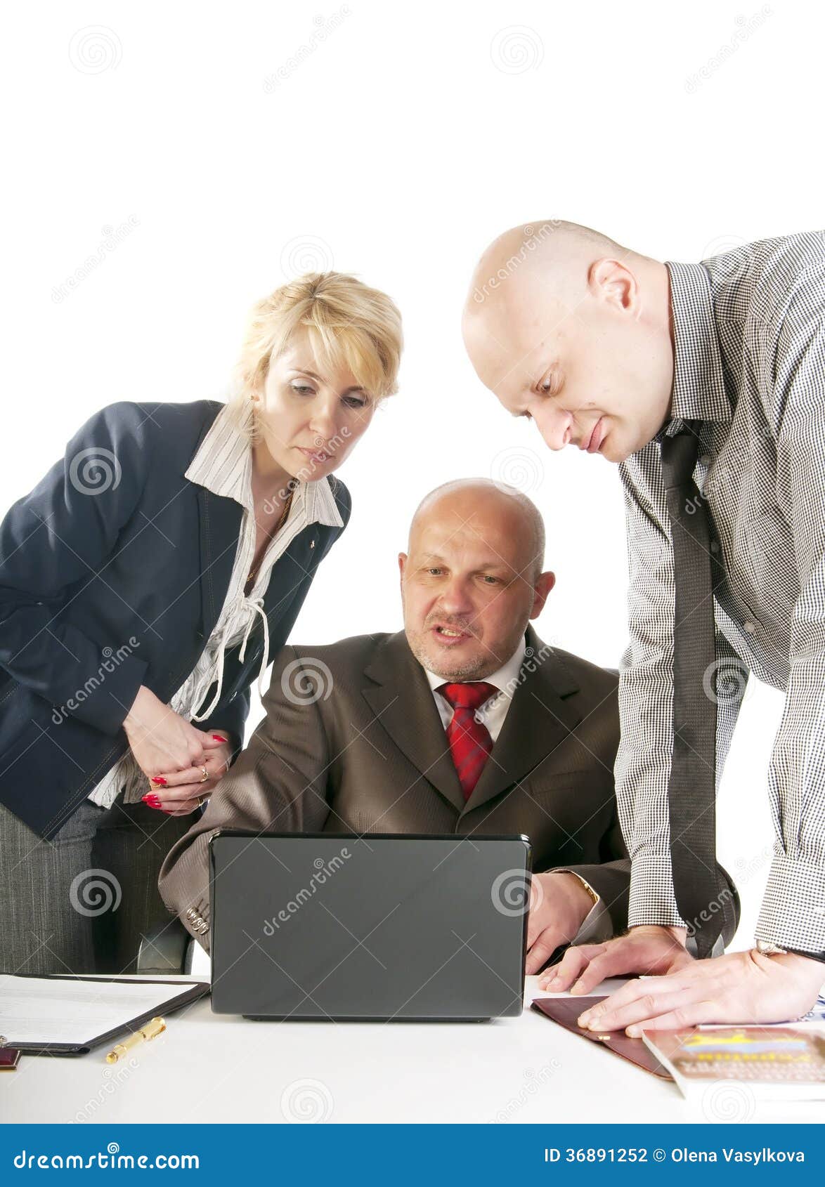 Three Business People Working at Meeting Stock Photo - Image of busy ...