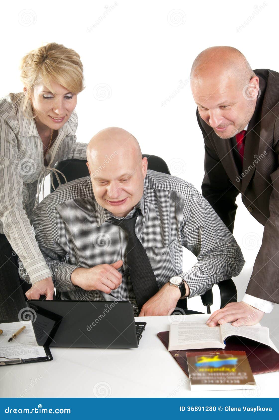 Three Business People Working at Meeting Stock Photo - Image of people ...