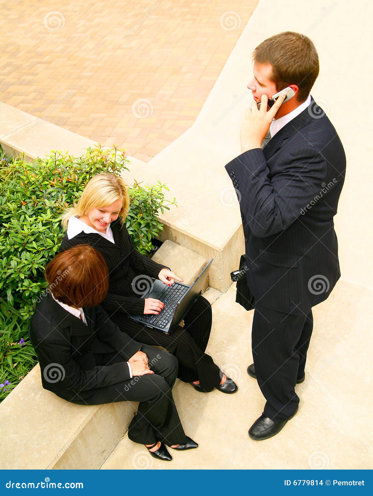 Three Business Poeple Working Outdoor Stock Photo - Image of beautiful ...