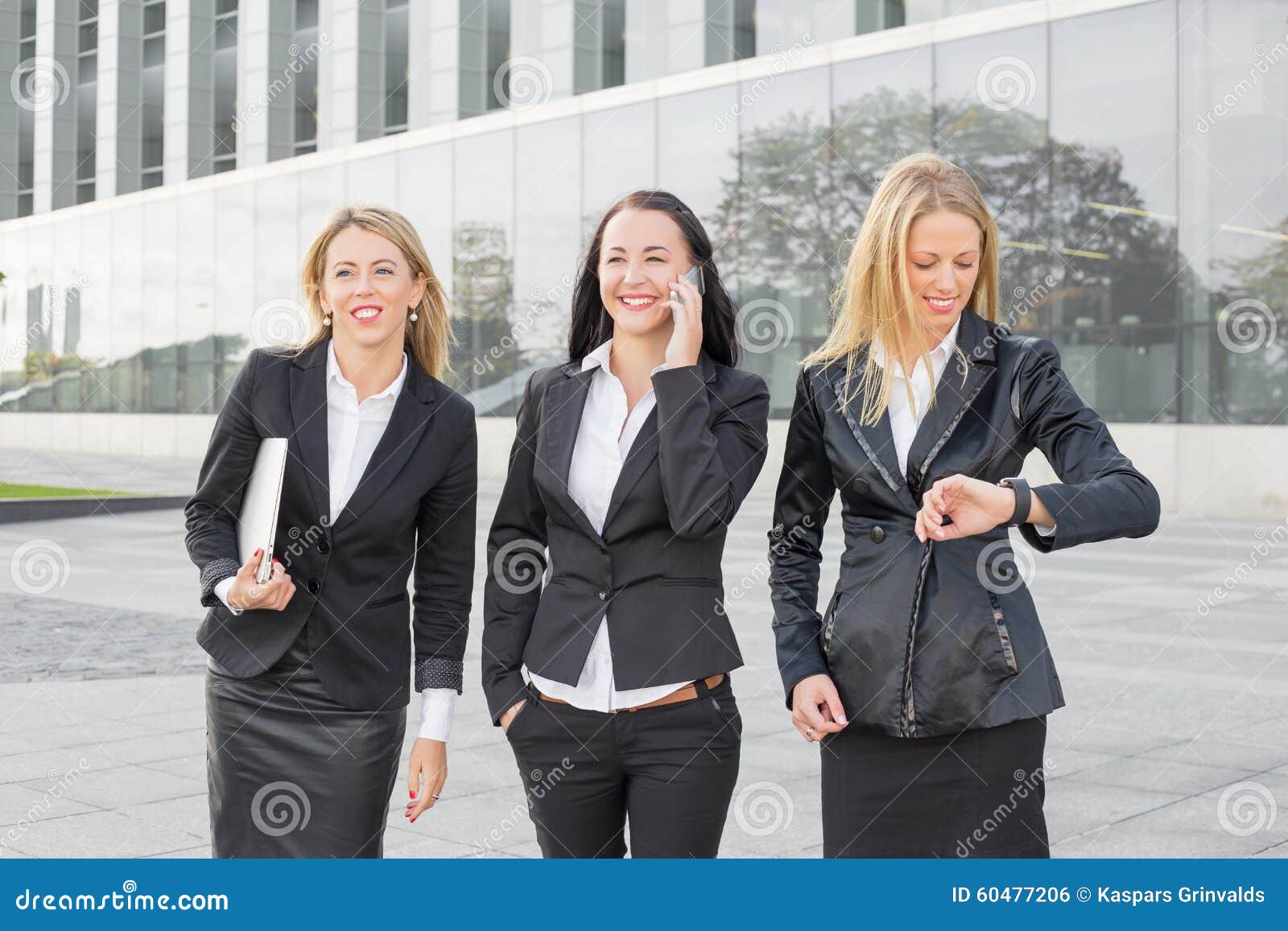 Three Business Women Using Technology Gadgets Stock Photo - Image of ...