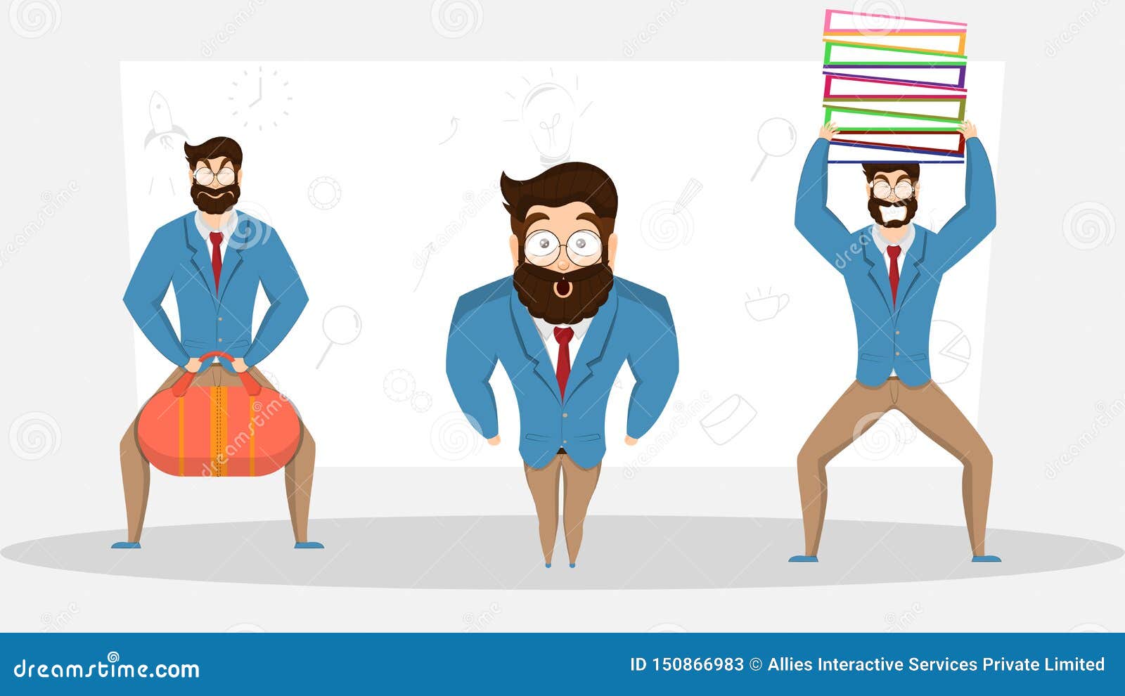 Three Businessman Character in Funny Poses. Stock Illustration ...
