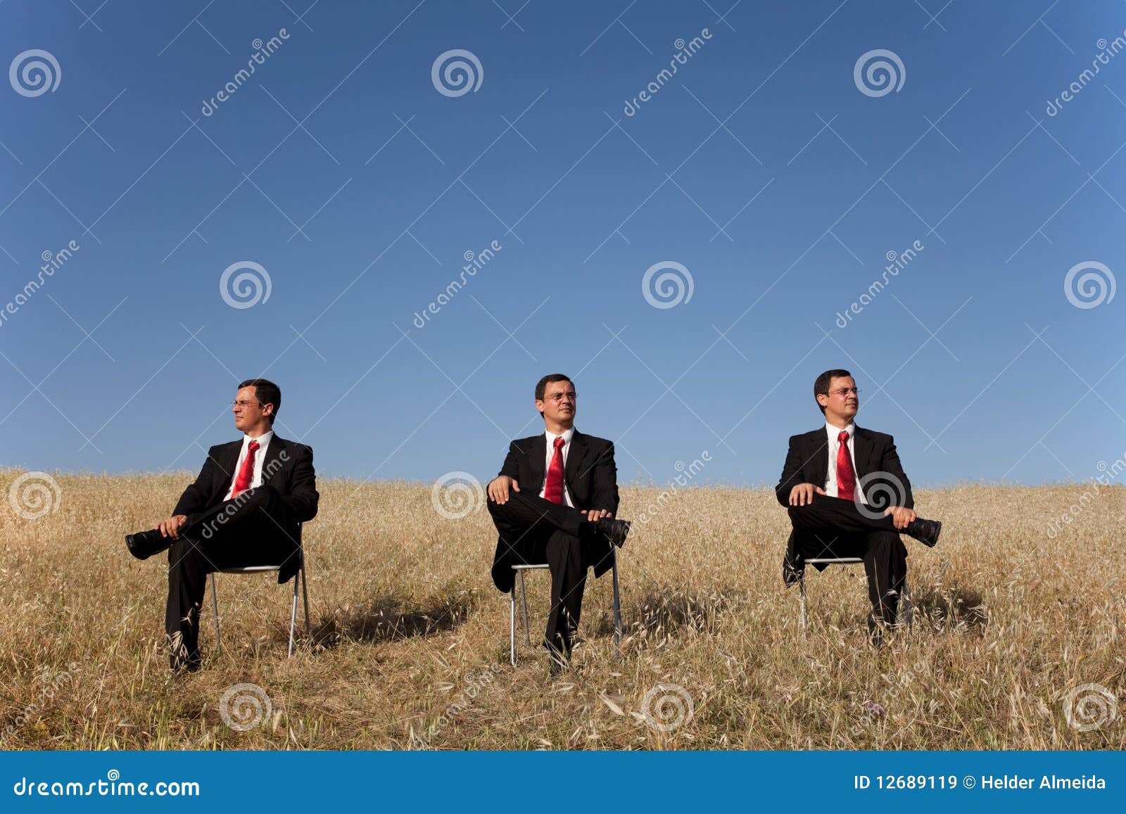 Three Businessman at the Field Stock Image - Image of landscape, global ...