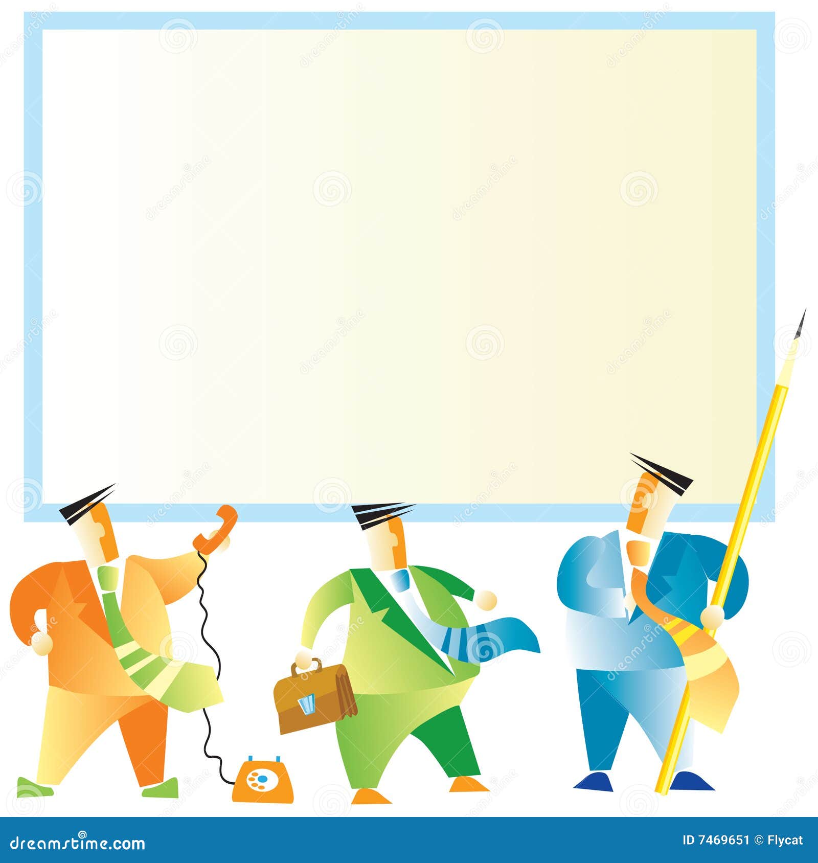 Three Businessmen with a Clean Board for Notes Stock Vector ...